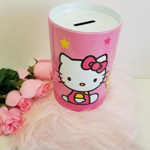 Hello Kitty | Accessories | Hello Kitty Pink Logo Tin Can Coin Bank New ...